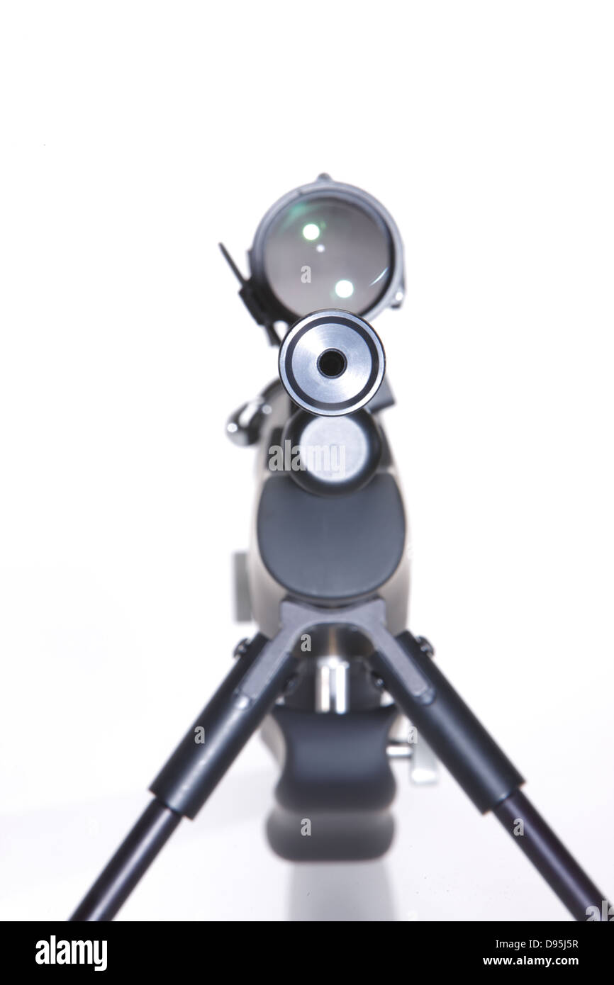 Sniper rifle floating on white background Stock Photo - Alamy