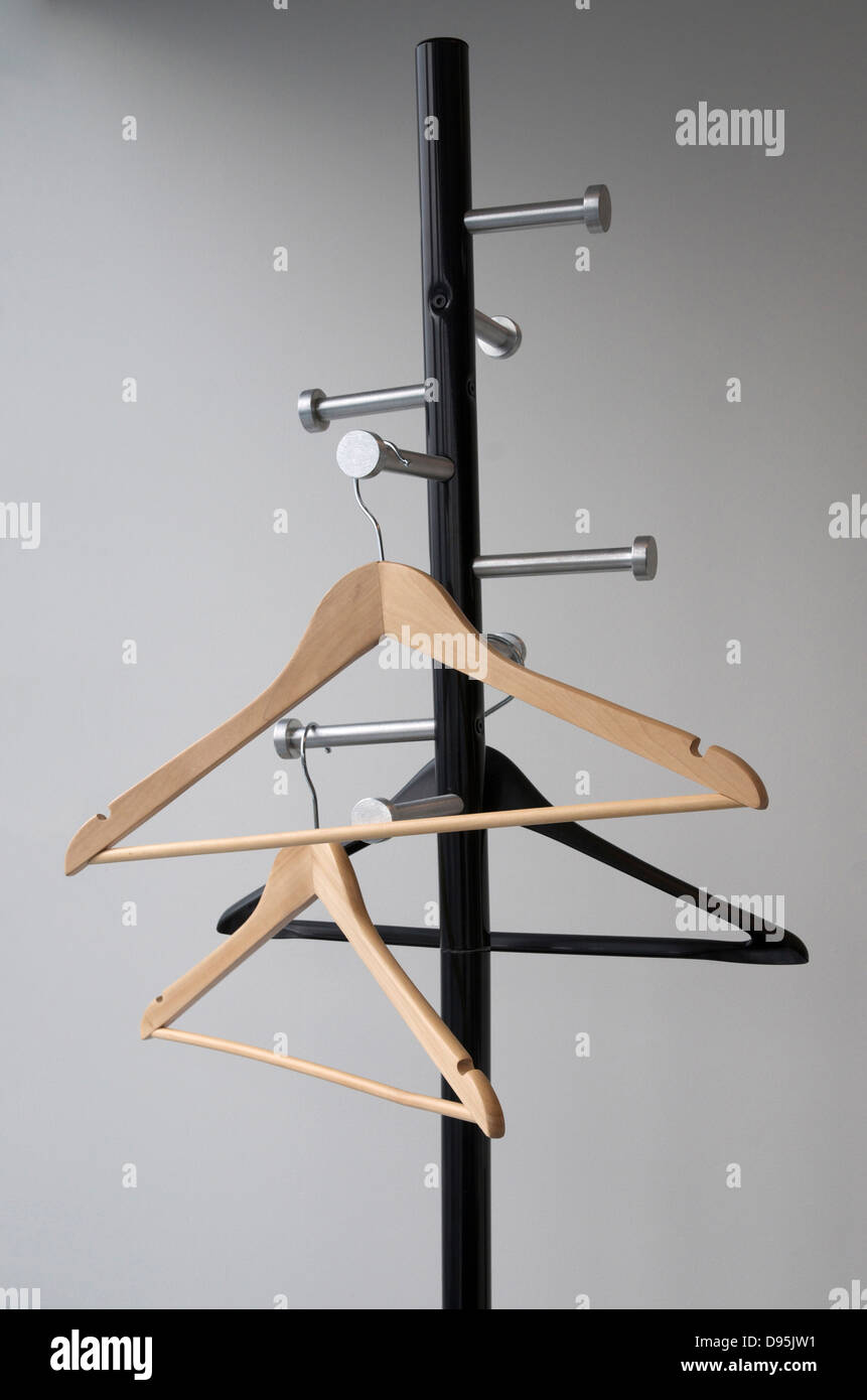 Empty Coat Rack with Hangers in Studio Stock Photo - Alamy
