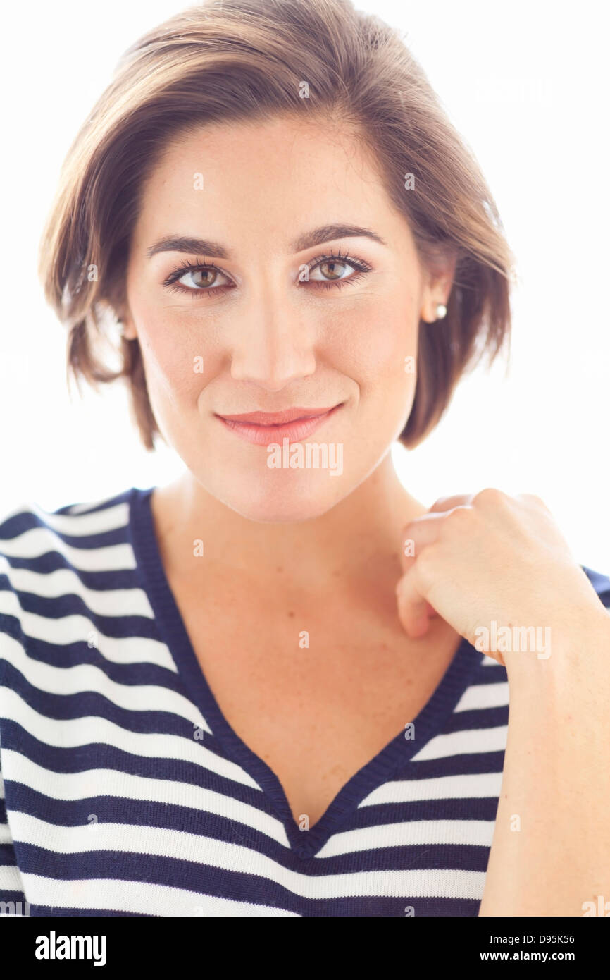 Head and Shoulders Portrait of Young Woman in Studio Stock Photo - Alamy