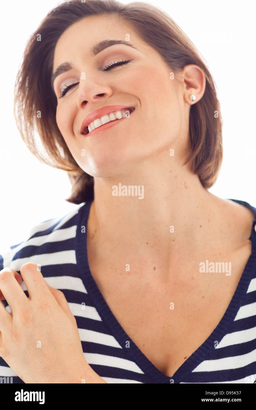 Head and Shoulders Portrait of Young Woman in Studio Stock Photo - Alamy