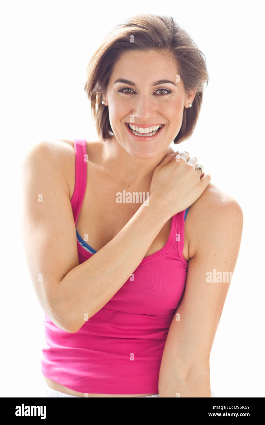 White tank top woman hi-res stock photography and images - Alamy