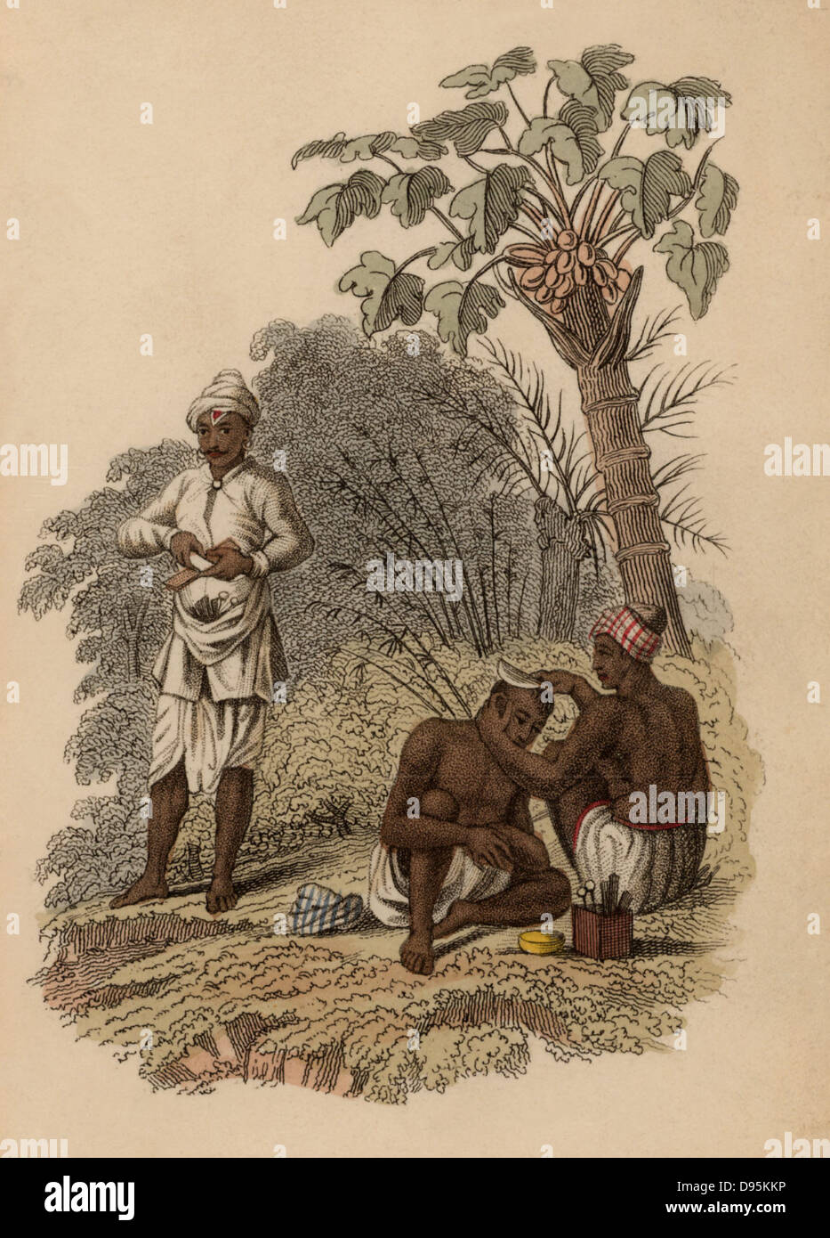 Indian barbers from different areas. On left the Telinga barber is ...