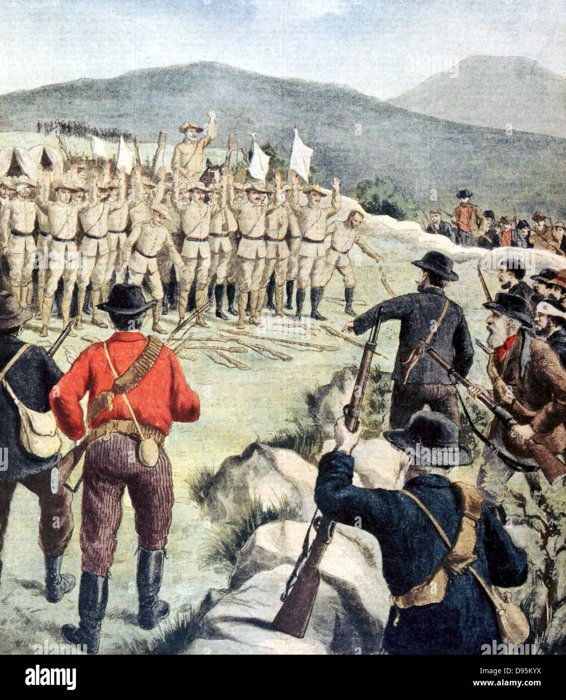 Boer War: 180 English soldiers surrendering to Boer forces at ...