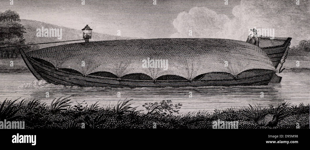 Laden canal boat covered with tarpaulin. Rope leading to horse is on ...