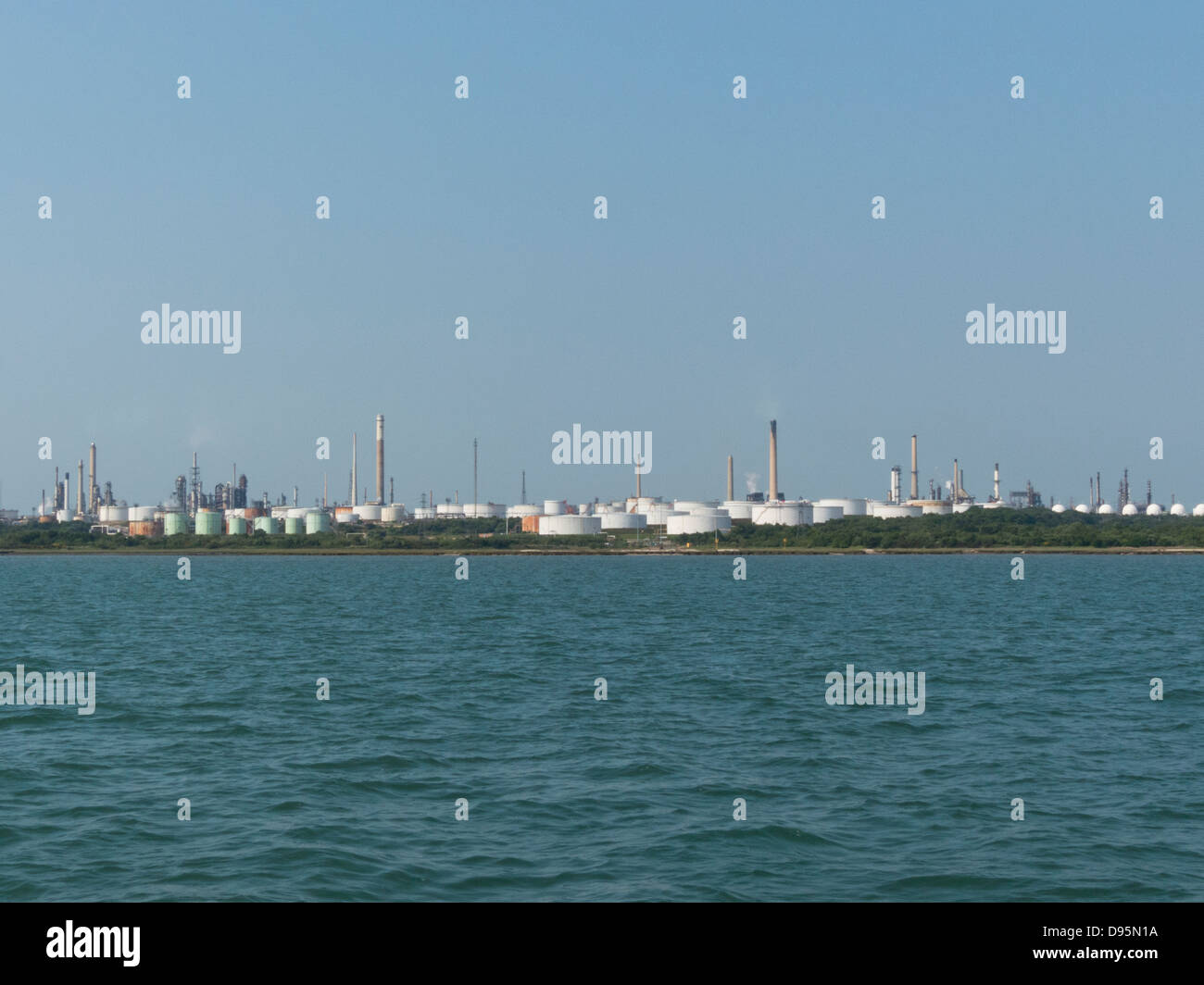 Fawley Oil Refinery and storage Tank and distillation columns on ...