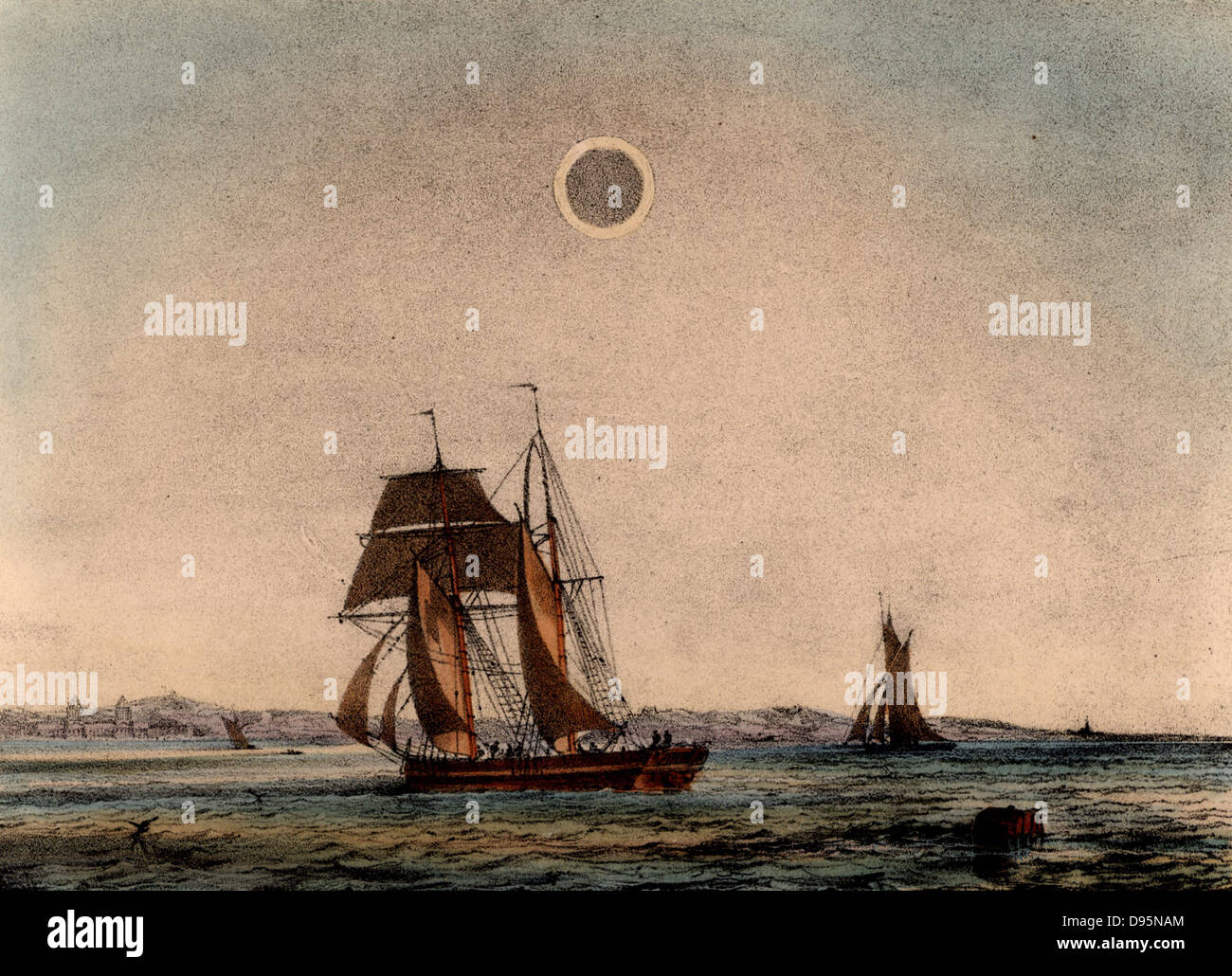 Annular eclipse of the Sun, caused by the Moon passing between the ...