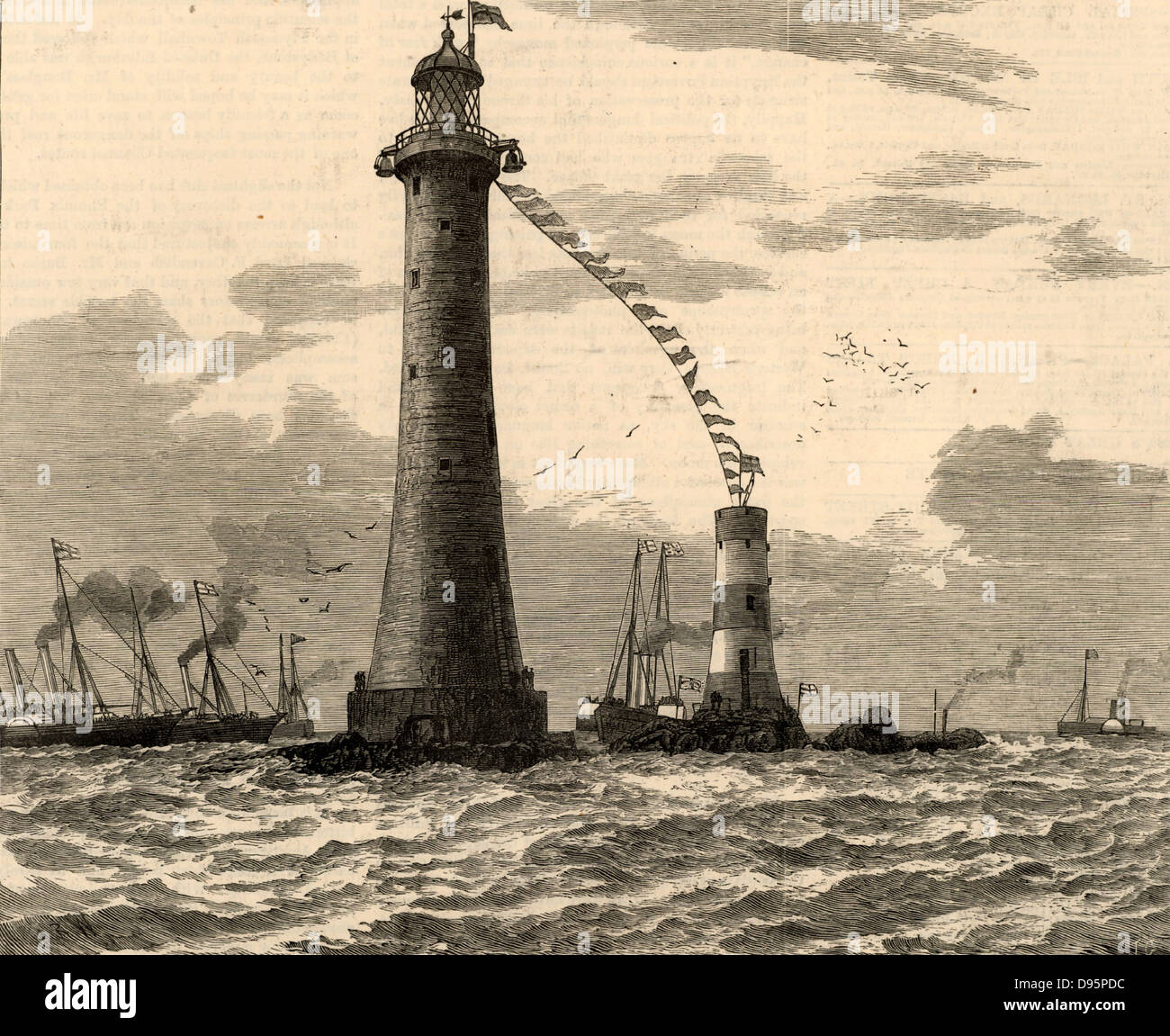 The fifth Eddystone lighthouse built on the Stone 13 miles South-east ...