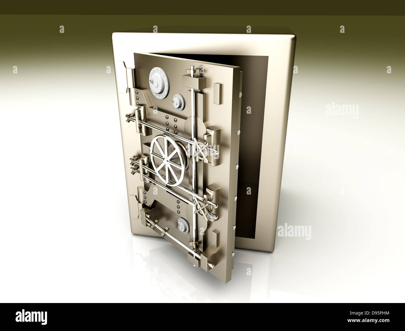 A open bank safe. 3D rendered Illustration Stock Photo - Alamy