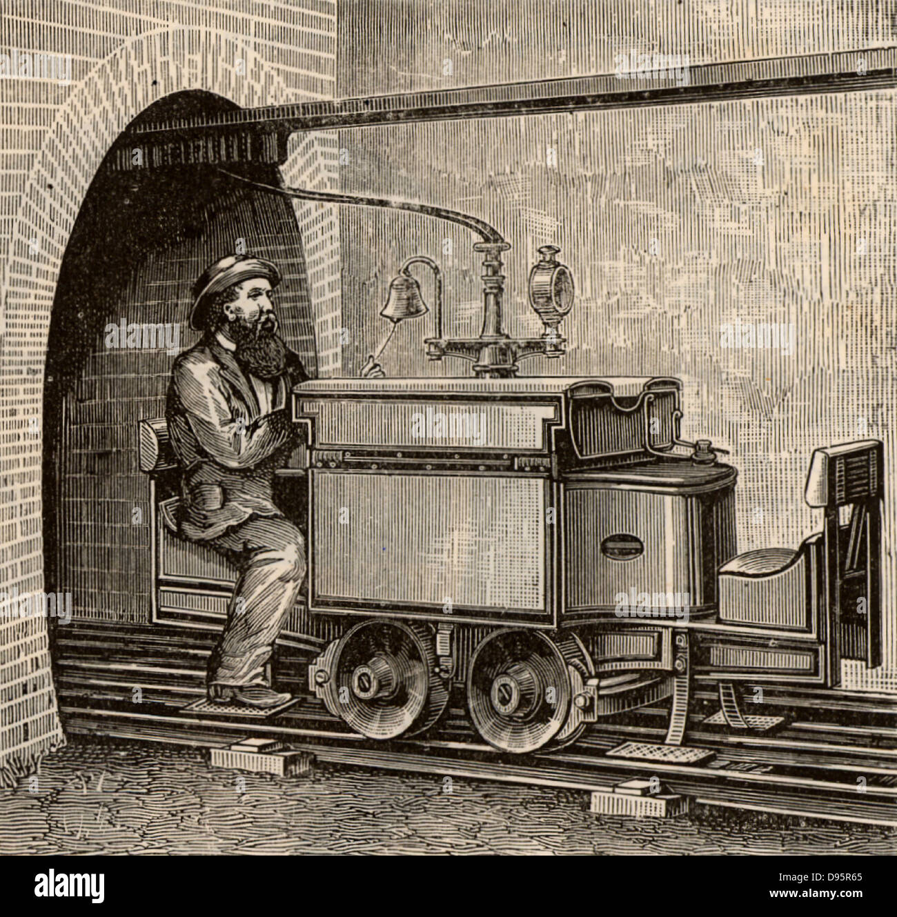 An electric mine locomotive in use on a mine railway at Zaukerode ...