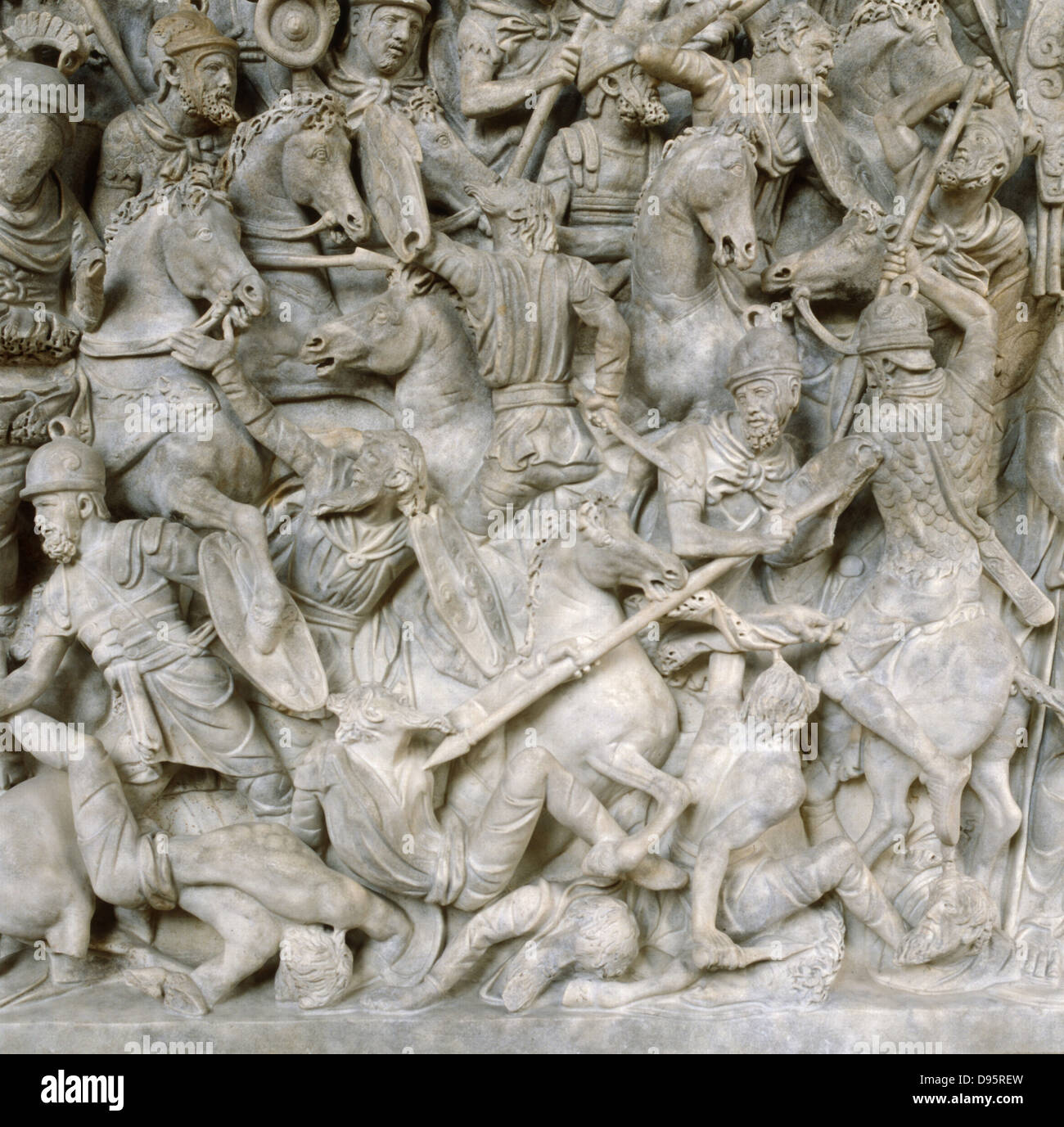 Romans in battle against the Barbarians. Scene from sarcophagus of a ...
