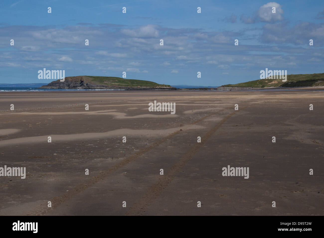 The view towards Burry Holmes from Llangennith beach on the Gower ...