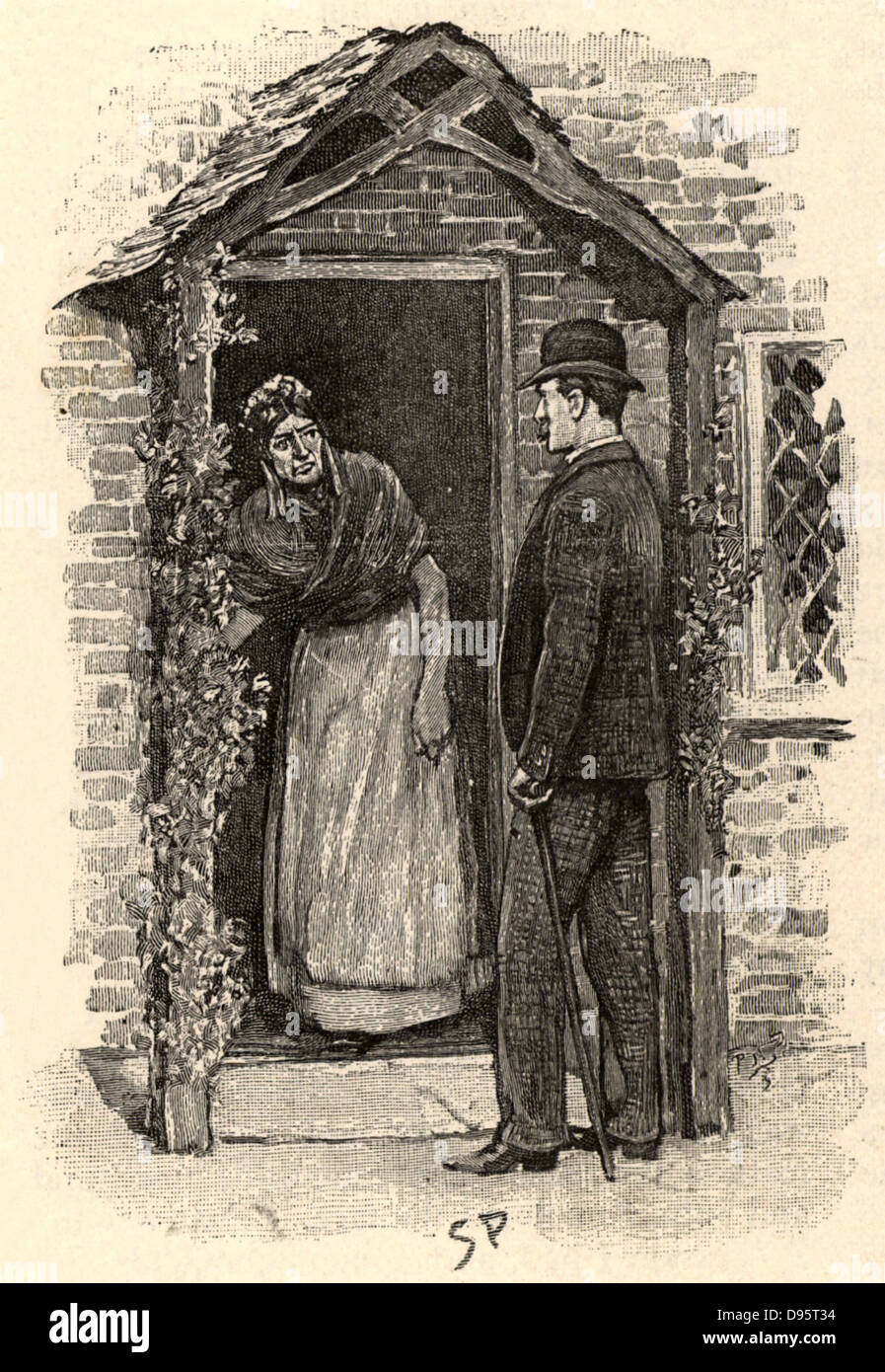 The first artist to draw sherlock holmes engraving hi-res stock ...