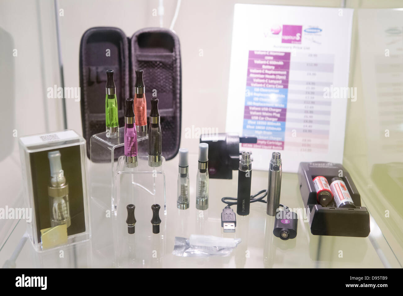 Swansea, Wales, UK. 12th June 2013. A selection of "vaping" devices and ...