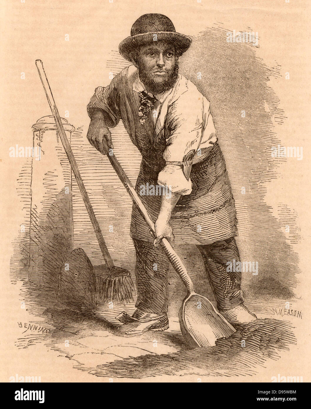 The London Scavenger. This man would sweep and clean streets, market ...