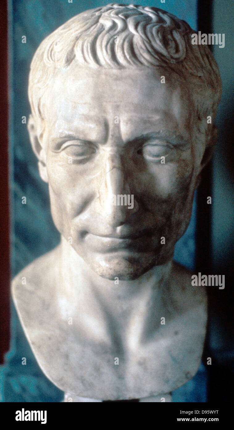 Julius Caesar (c100-44 BC) Roman soldier and statesman. Marble bust of ...