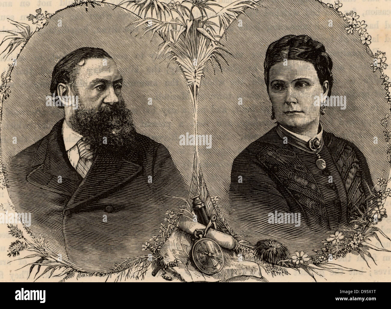 Samuel Baker (1821-1893) English explorer and his second wife Florence ...