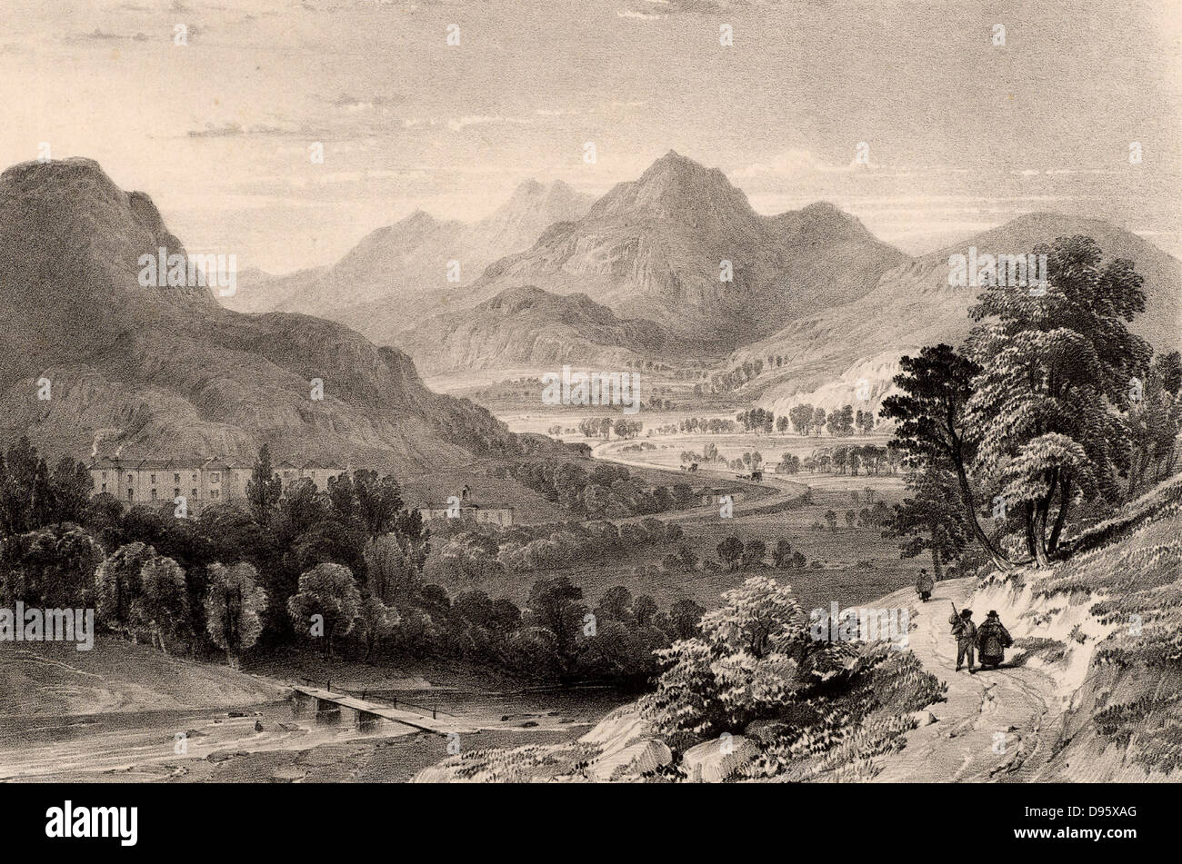 The Inn at Capel Curig from Moel Siabod' near Betws-y-Coed, Snowdonia ...