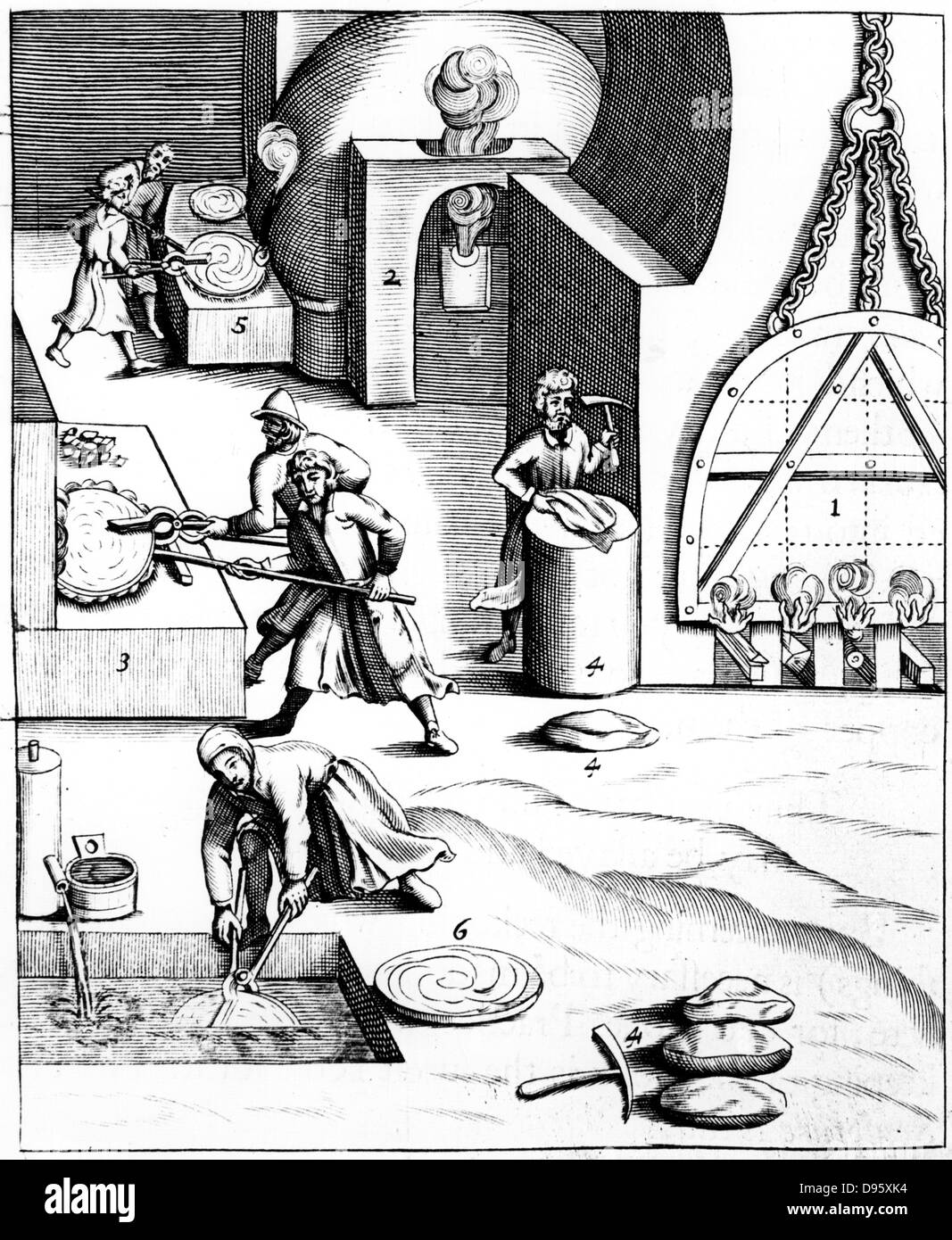 Refining copper by Hungarian process. Cupellation cakes roasted ...