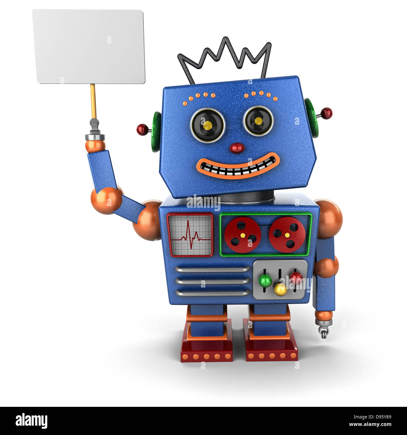 Vintage toy robot with sign Stock Photo - Alamy