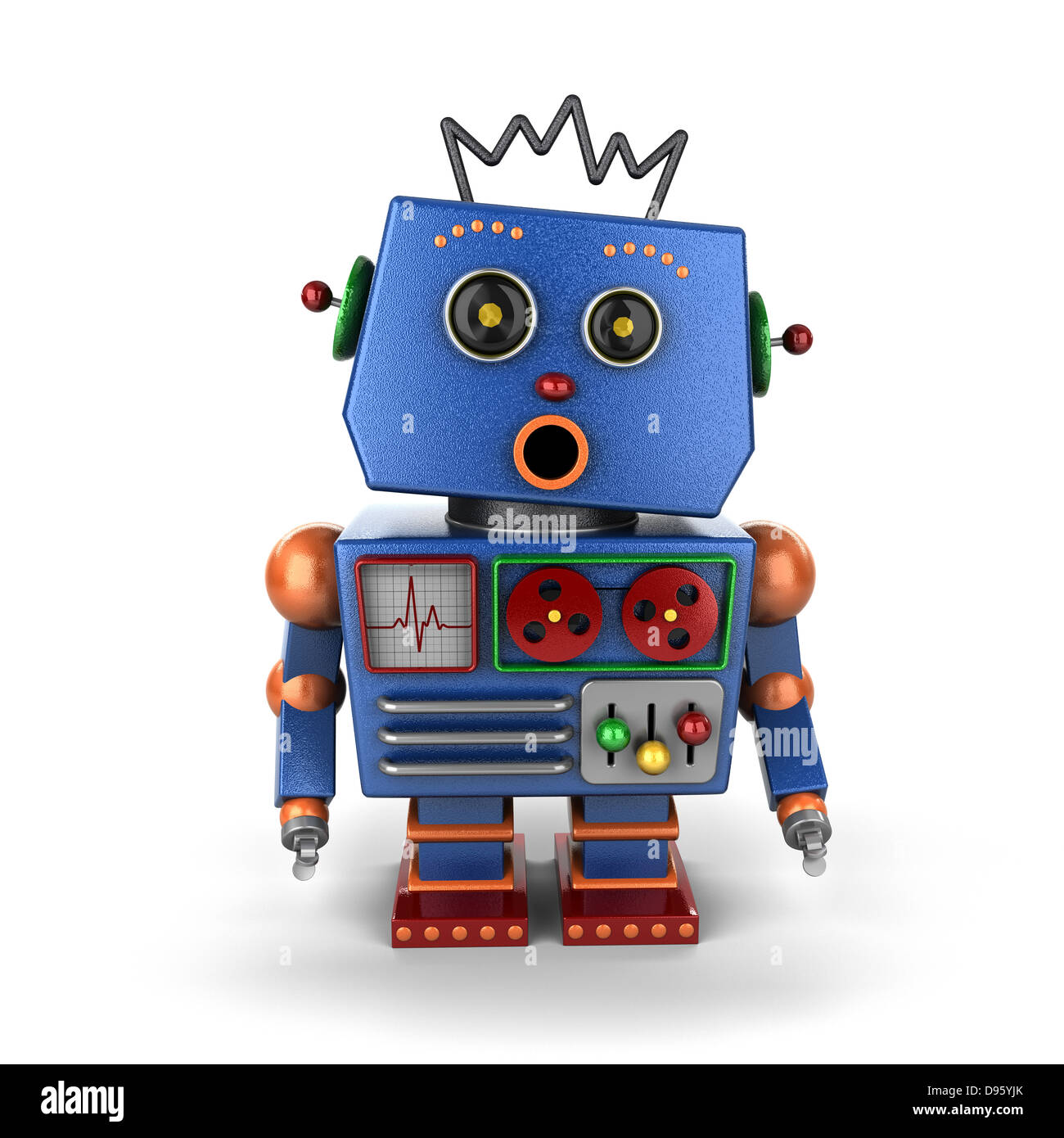 Surprised looking vintage toy robot Stock Photo - Alamy