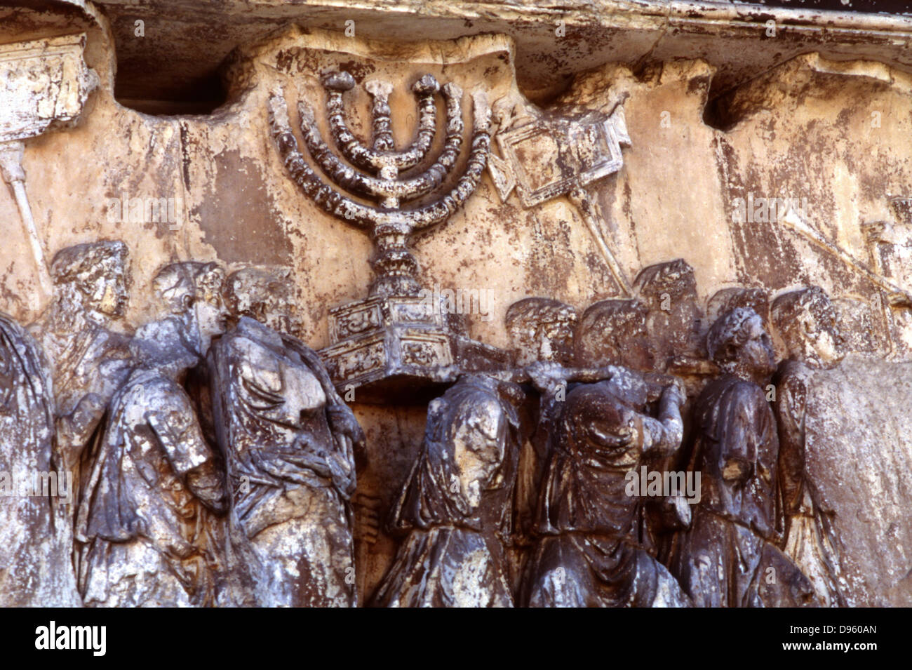 Roman troops carrying away the Menorah from the Temple at Jerusalem. Forum. Rome Stock Photo - Alamy