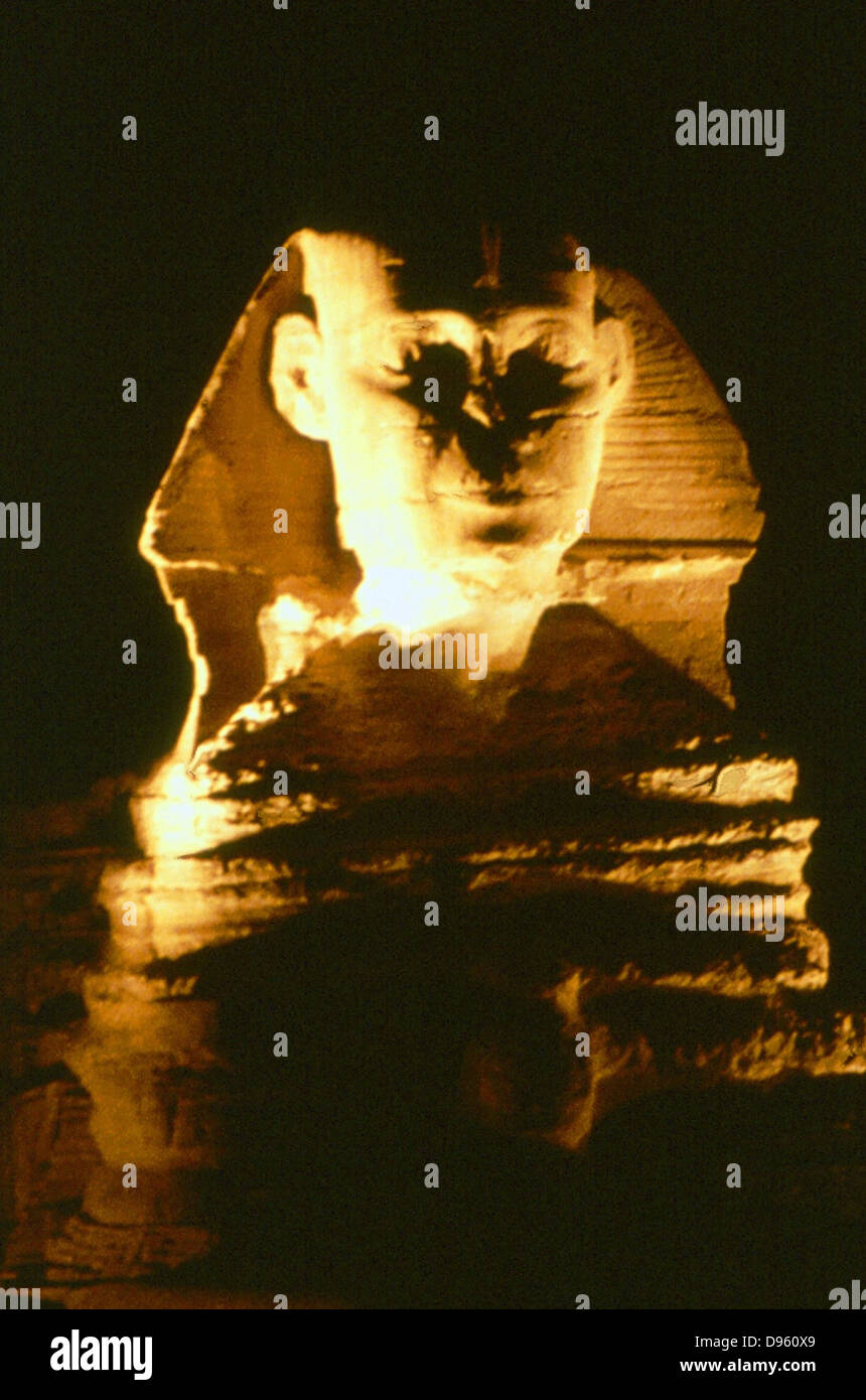 The Great Sphinx of Giza, sited at the Giza Plateau on the west bank of ...
