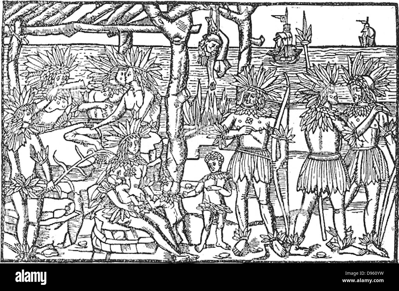 First published representation of people of the New World. Human flesh ...