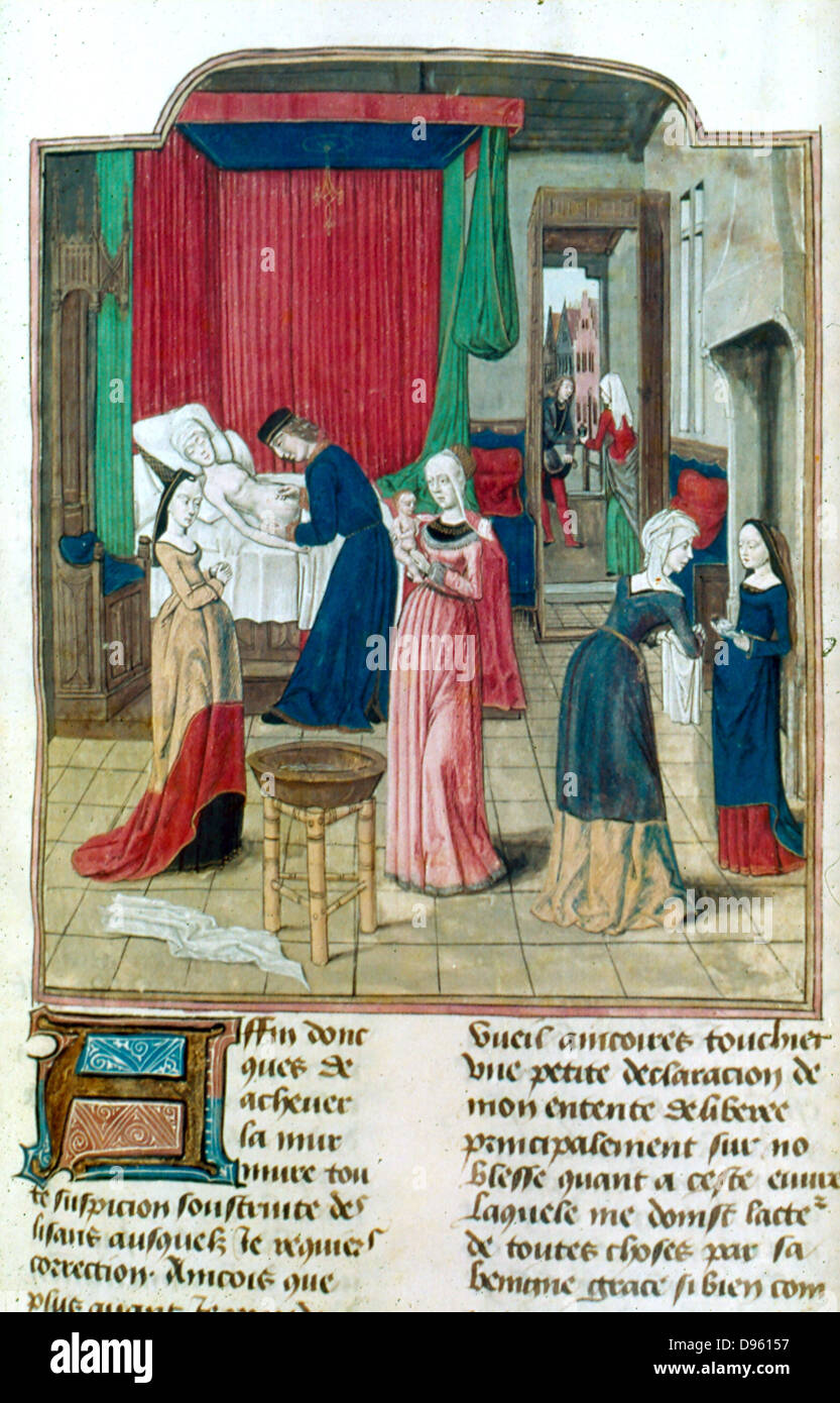 Birth of Julius Caesar (c100-44 BC) by caesarian section. Flemish ...