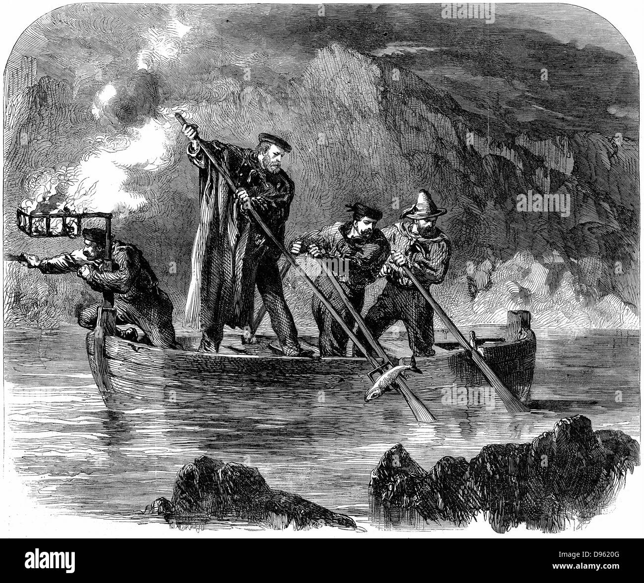 Guiseppe Garibaldi (1807-1882) Italian patriot. Garibaldi spearing fish ...