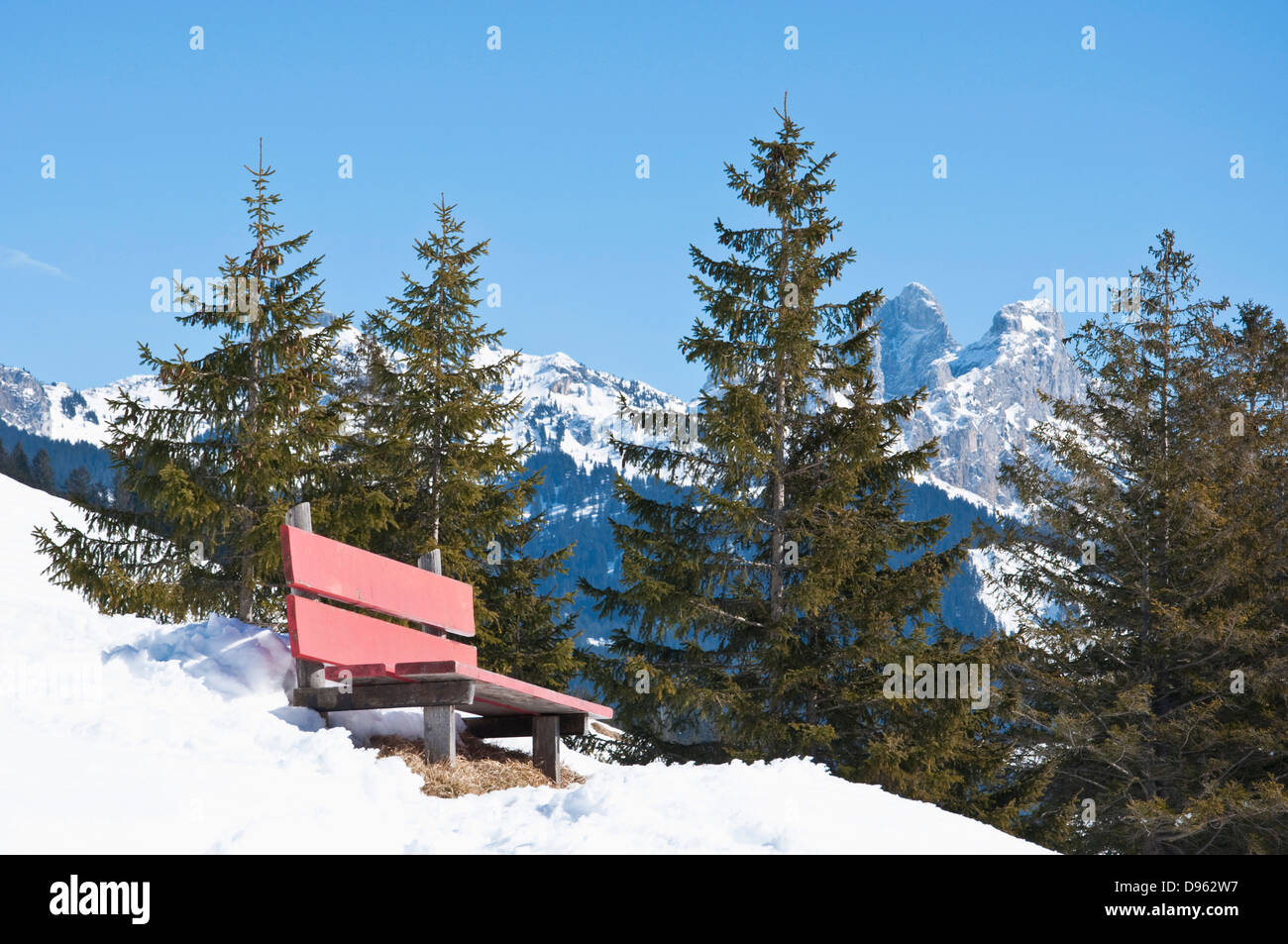 Bench on hiking path in tannheim alps hi-res stock photography and ...