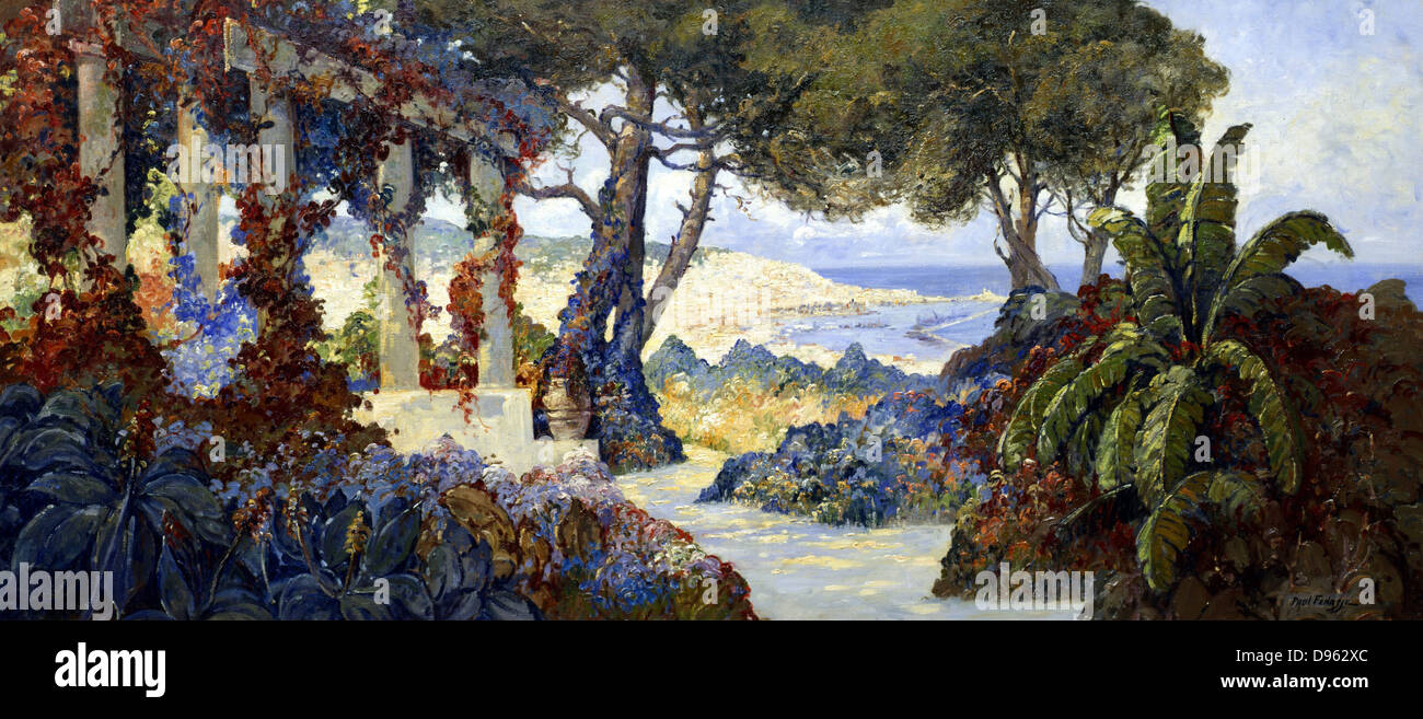 'The Bay of Algiers'. 1926. The bay viewd through luxurious foliage ...