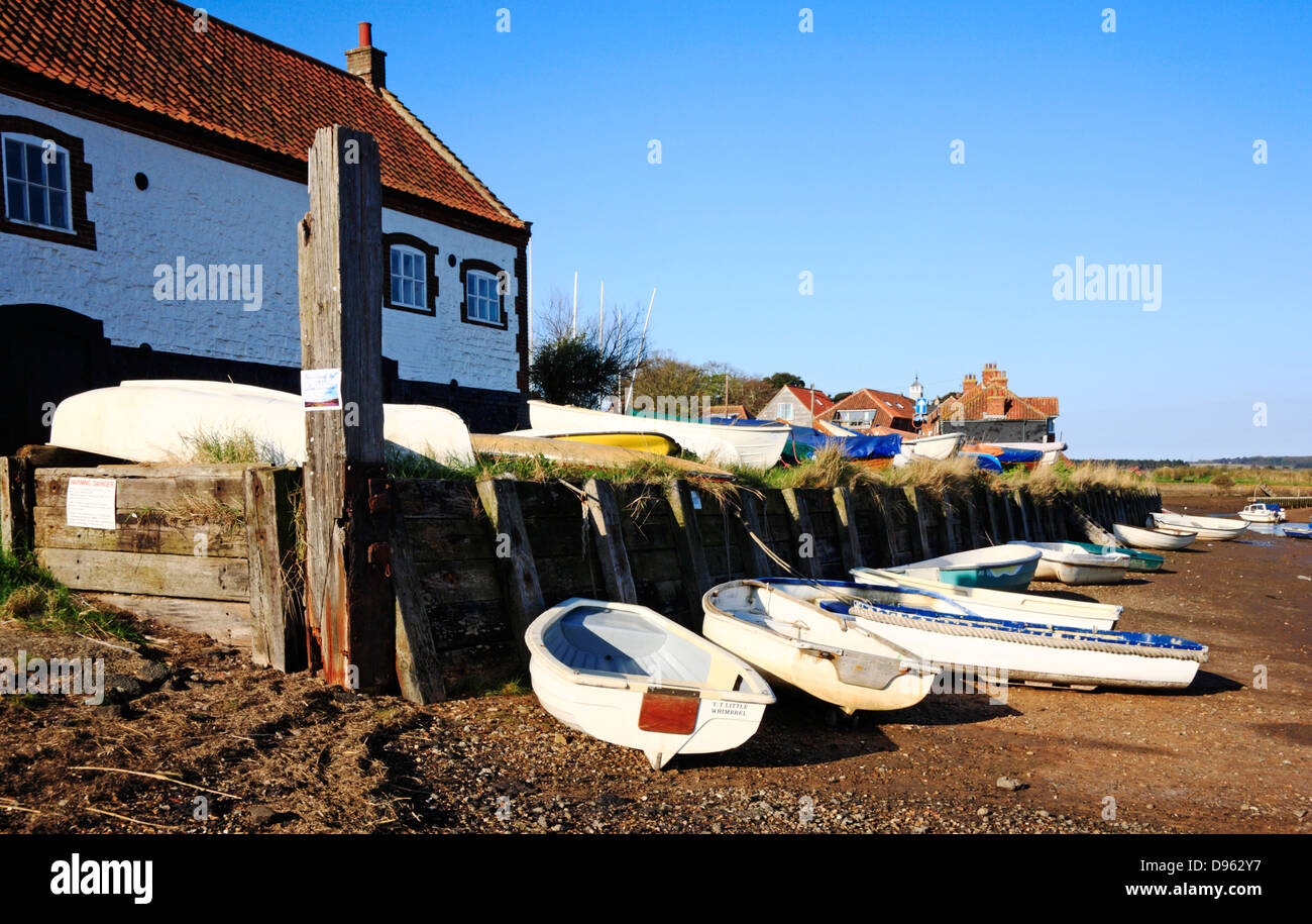 The quayside with rows of dinghies at Burnham Overy Staithe, Norfolk ...