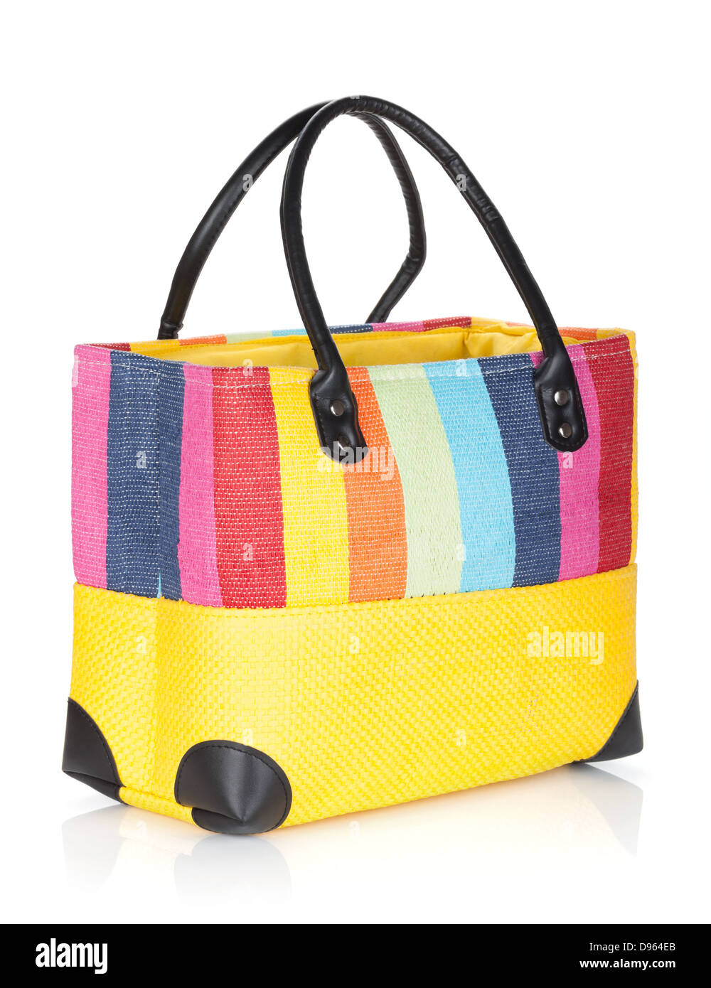 Colorful beach bag. Isolated on white background Stock Photo - Alamy