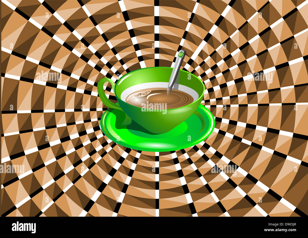 optical illusion with a green cup with a drink Stock Photo - Alamy