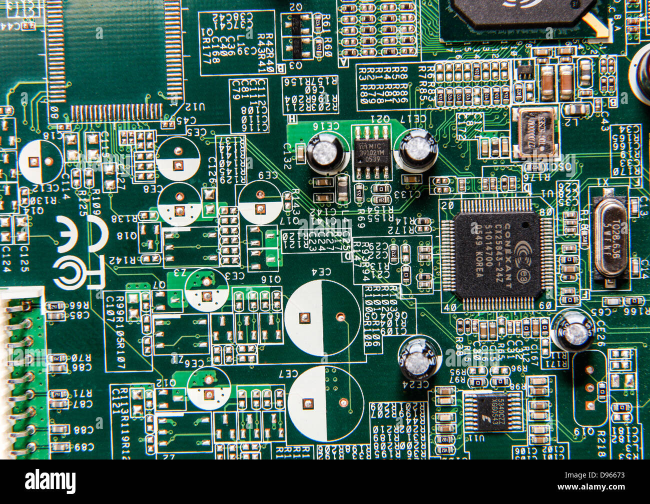Close-up Macro photography of a Parts and Motherboard and components ...