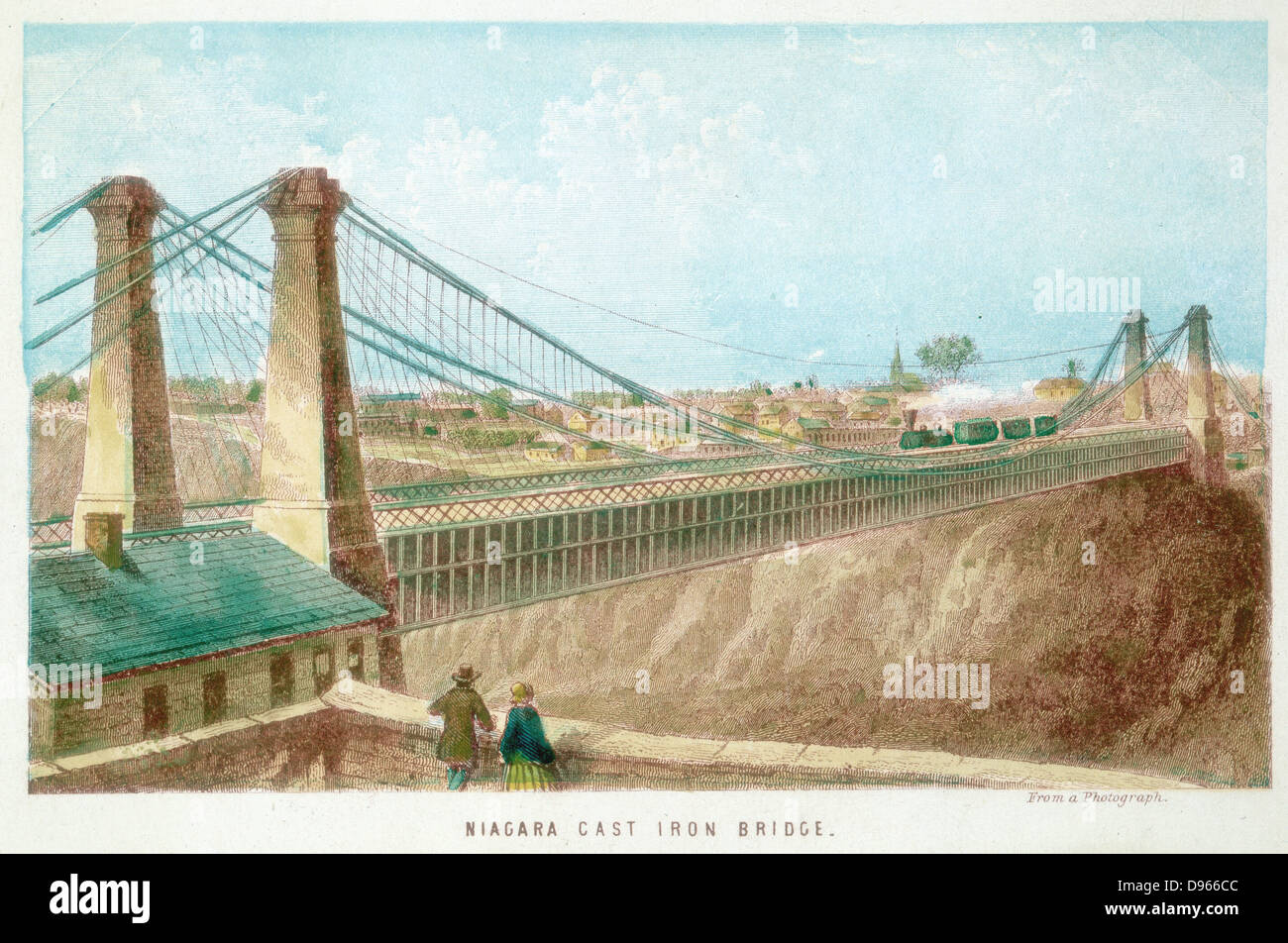 Niagara suspension bridge (railway). Engineers JA and WA Roebling ...