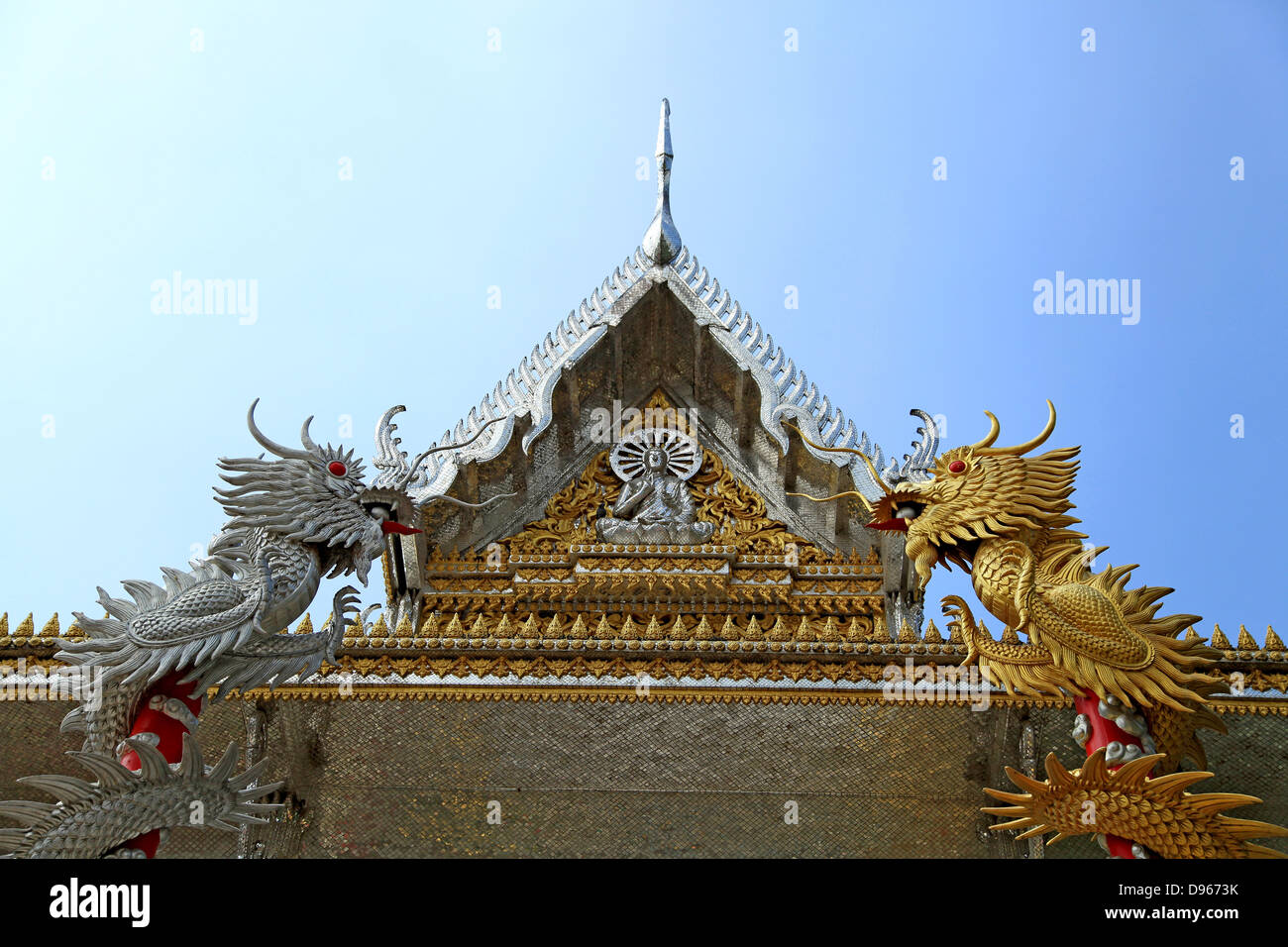 Gable Church of Buddhism in Thailand Stock Photo - Alamy
