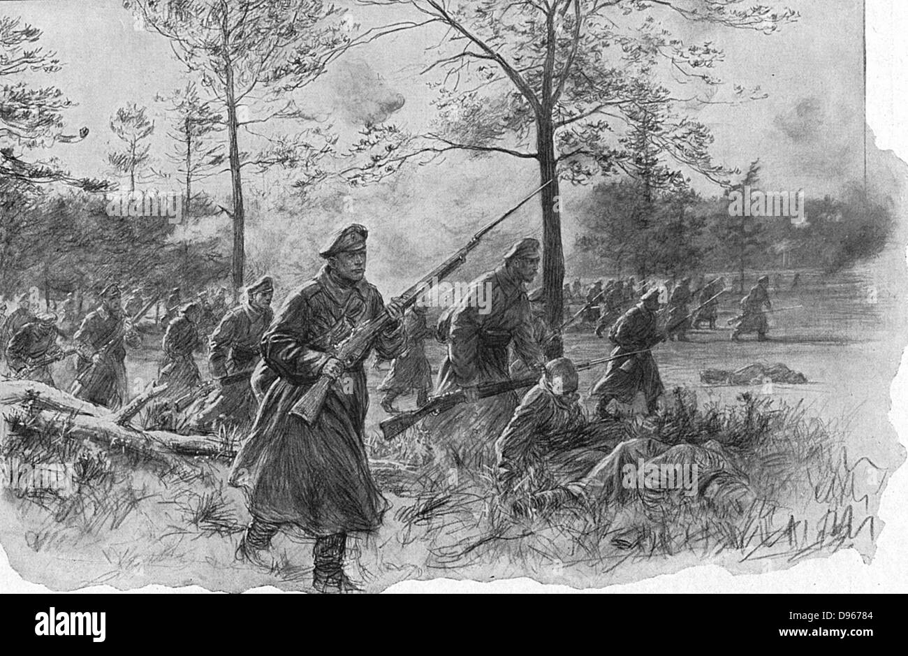 Russian infantry charging during Brusilov's (Broussiloff) campaign ...