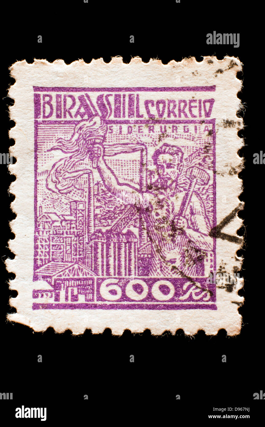 old brazilian postage stamp in studio setting Stock Photo - Alamy