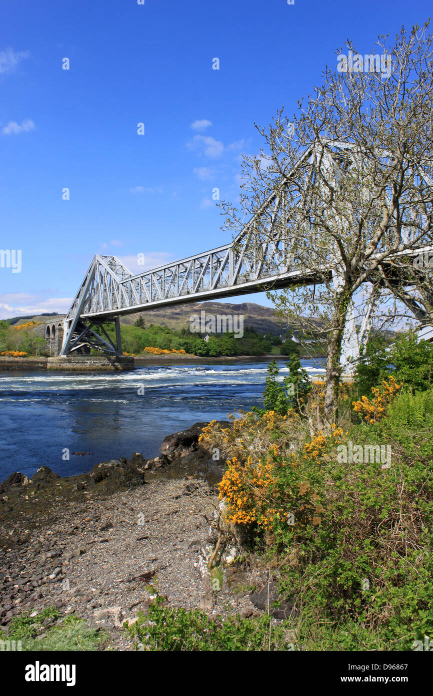 Connel Bridge over Loch Etive and the Falls of Lora, at Connel, Argyll ...
