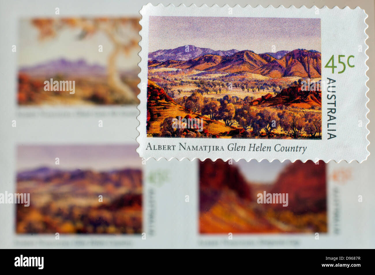 albert namatjira aboriginal artist australian postage stamps in studio ...