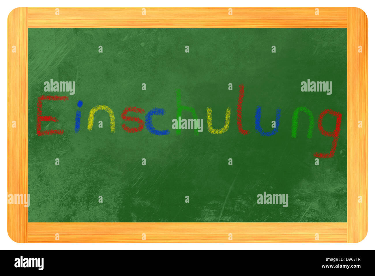 Einschulung (German: my first day at school) written on a blackboard ...