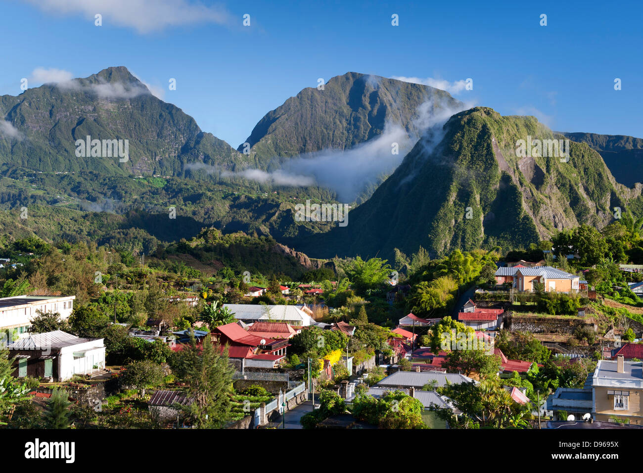 Le Cimendef Peak, La Roche Écrite and Hell-Bourg village in the Cirque ...