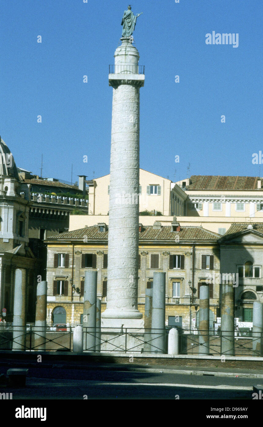 Trajan's column, Rome. Erected by emperor Trajan 106-113 and carved in ...