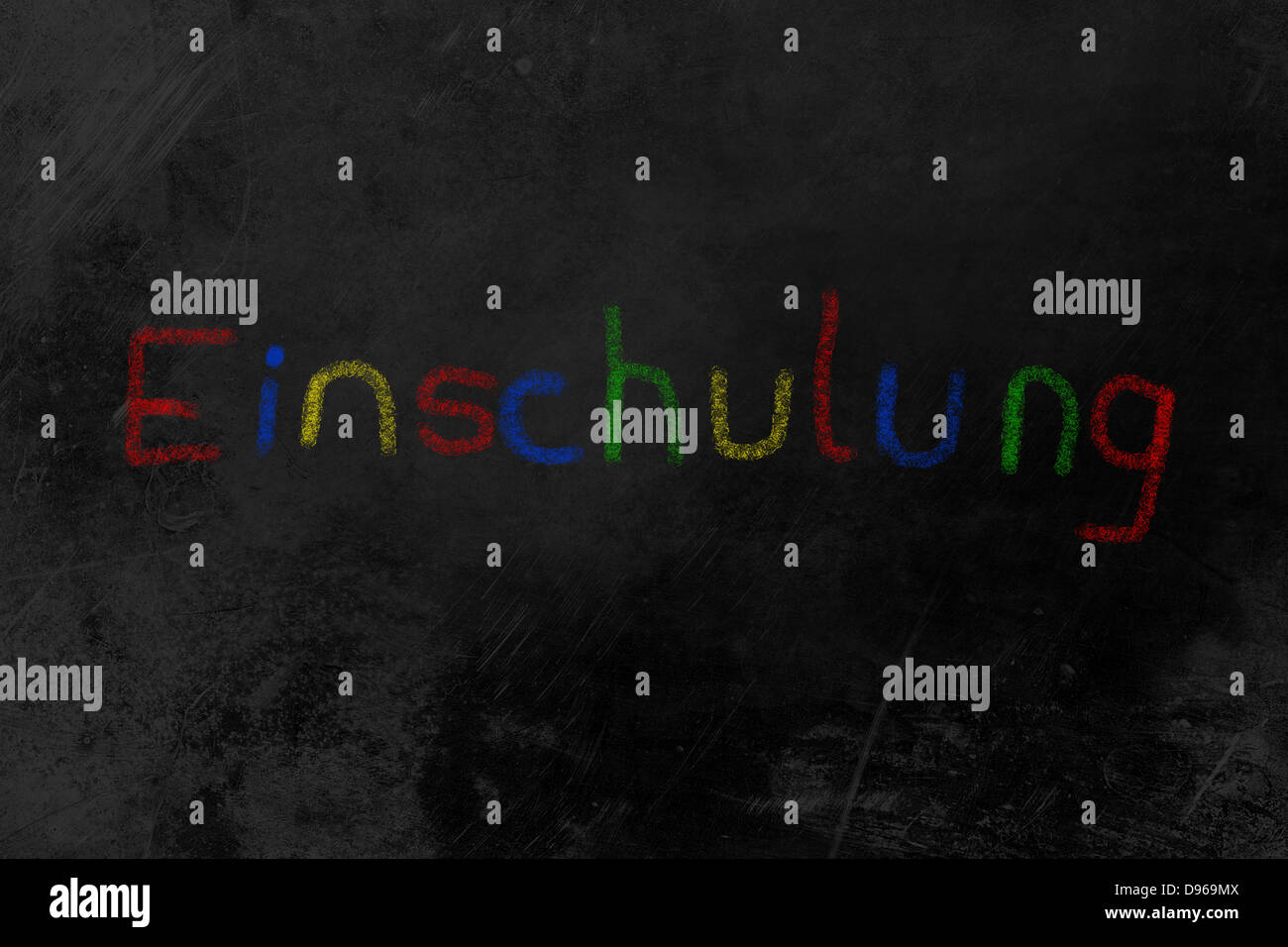 Einschulung (German: my first day at school) written on a blackboard ...