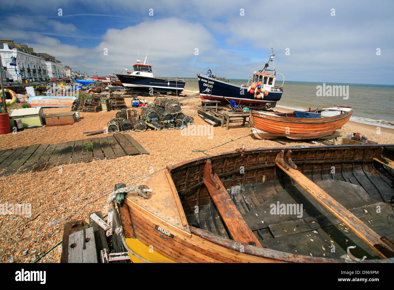 Deal beach in Kent - the seafront with fishing boats Stock Photo - Alamy