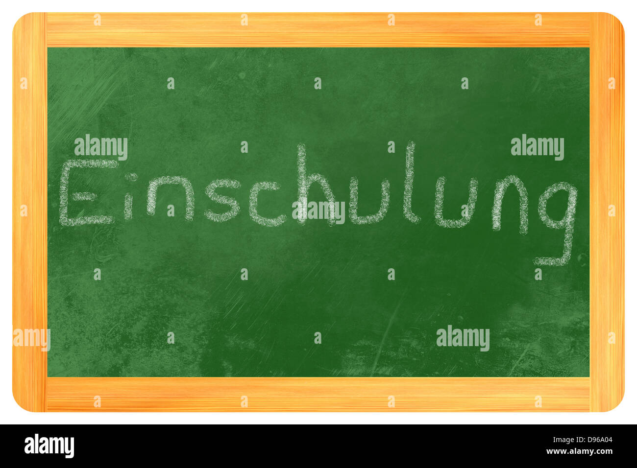 Einschulung (German: my first day at school) written on a blackboard ...
