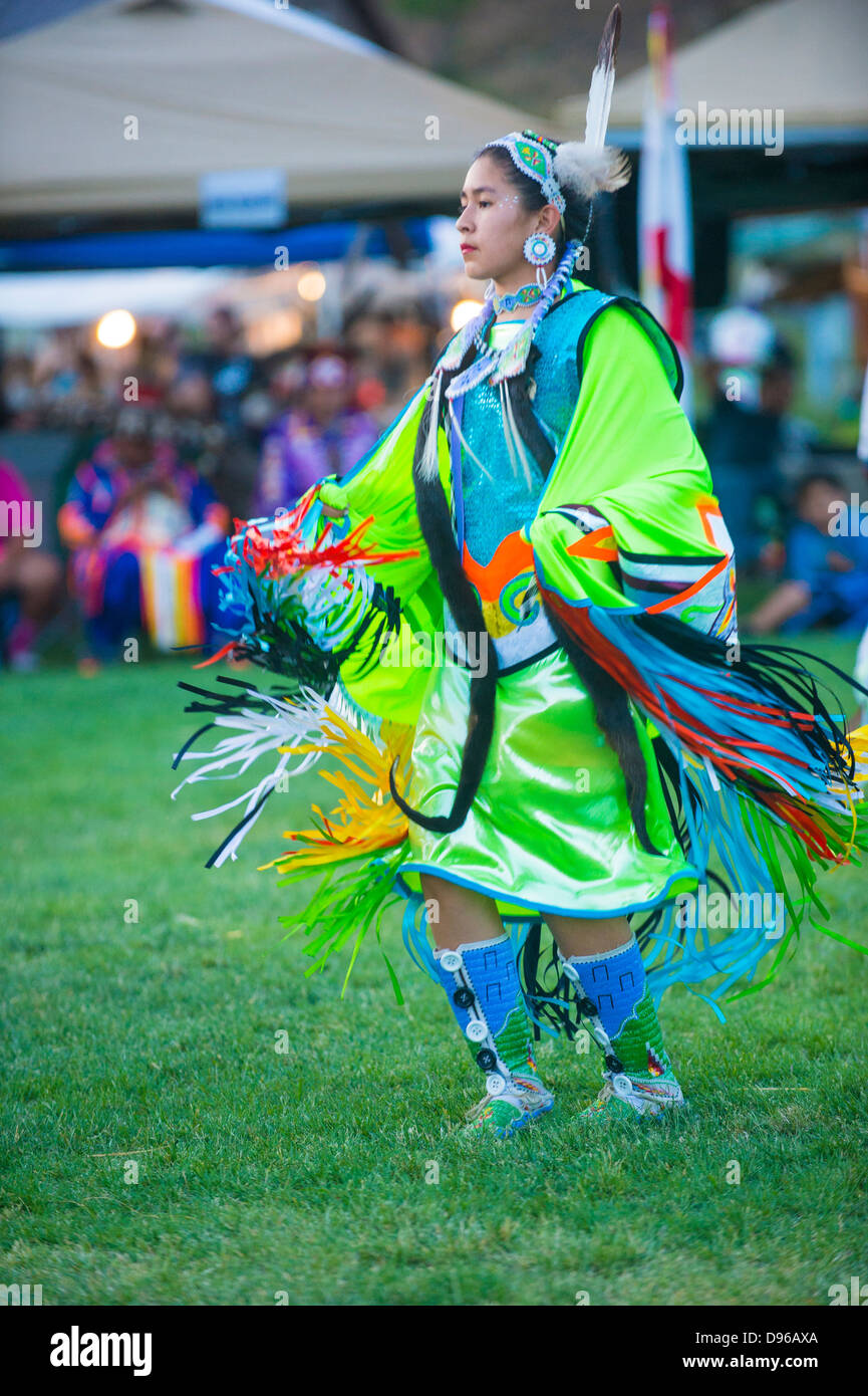 An unidentified Native Indian woman takes part at the Mariposa 20th ...