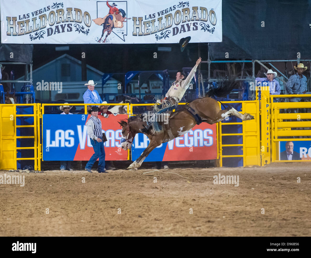 Cowboy Participant in a Bucking horse Competition at the Helldorado ...
