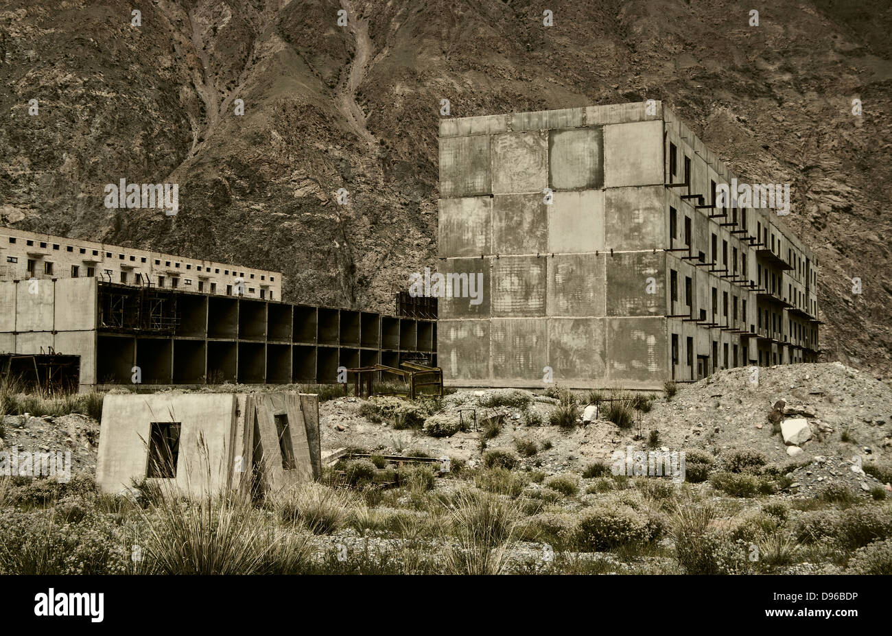 unfinished town mine Inilchek Stock Photo - Alamy